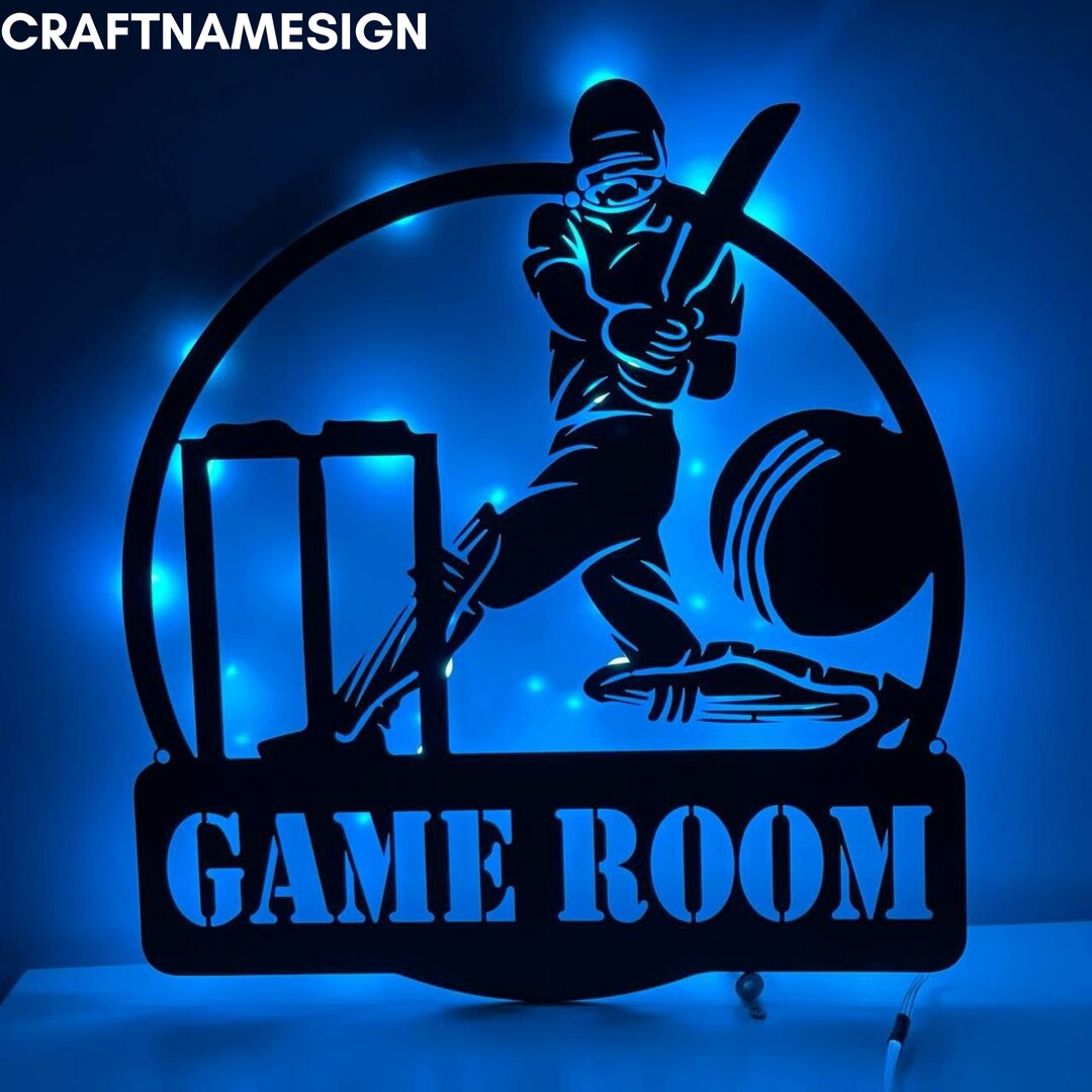 Custom Cricket Metal Sign, Cricket Club Led Sign, Personalized Cricket ...