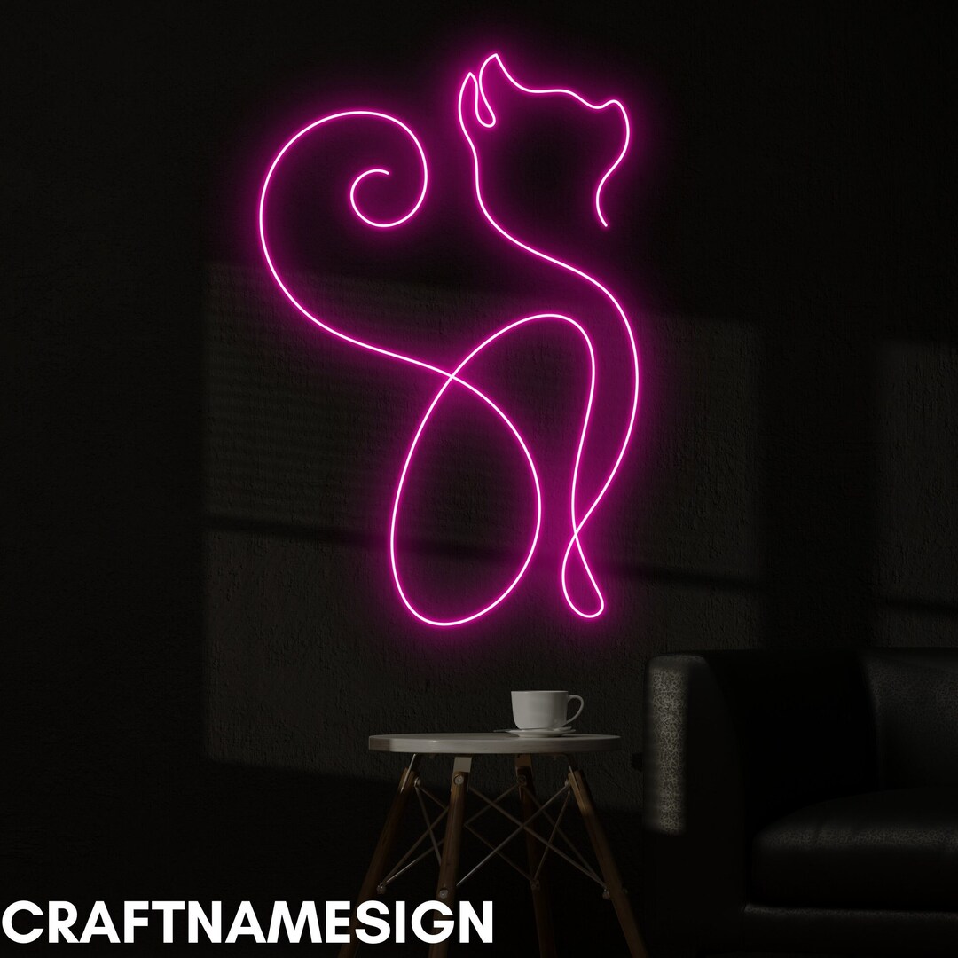 Minimalist Cat Neon Sign, Kitten Led Sign, Custom Neon Sign, Pet Shop ...