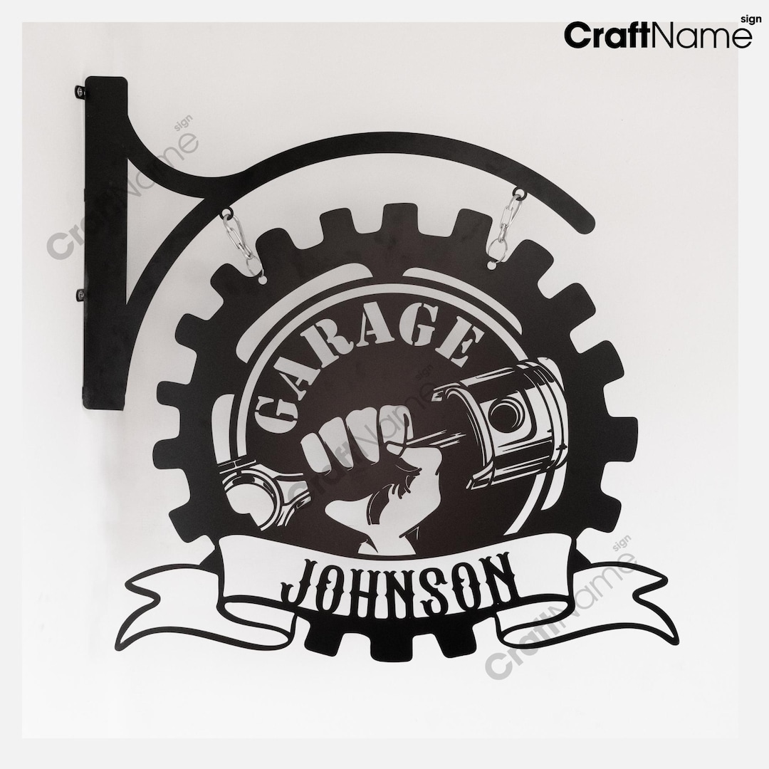 Personalized Hanging Garage Sign Metal Steel, Large Metal Laser Cut ...