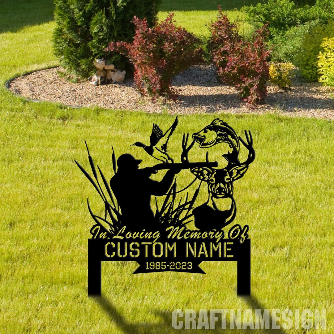 Custom Hunting Memorial Stake, Cemetery Stake, Grave Marker, Fishing ...