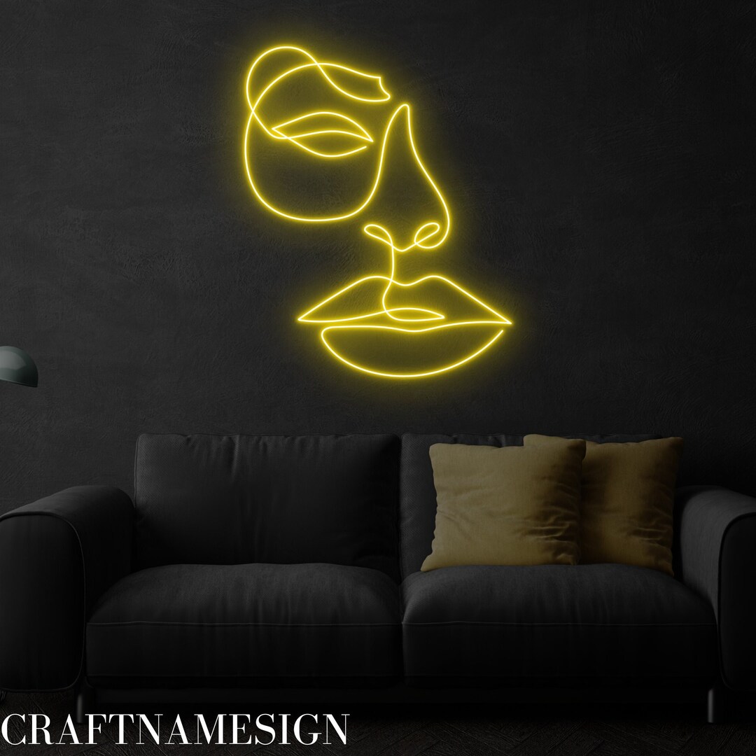 Abstract Face Neon Sign, Abstract Face Led Sign, Custom Neon Sign, Half ...