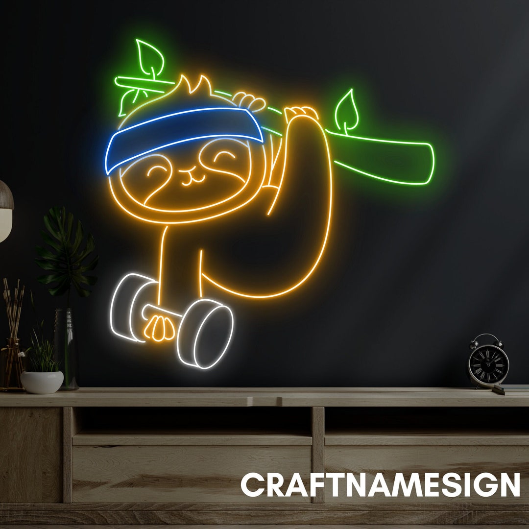 Sloth Lifting the Weight Neon Sign, Sloth Lifting the Weight Led Sign ...