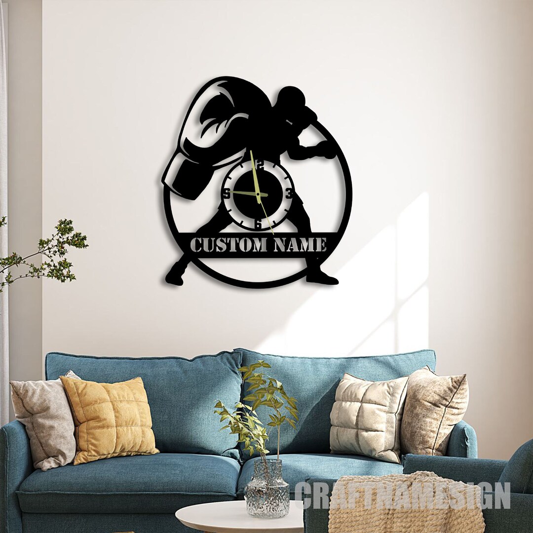 Custom Boxing Player Large Wall Clock, Wall Clock Unique for Home Decor ...