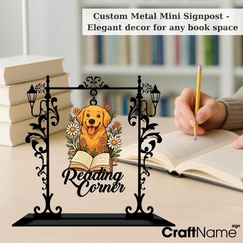 Labrador Retriever Book Signpost, Custom Metal Sign for Reading Room ...