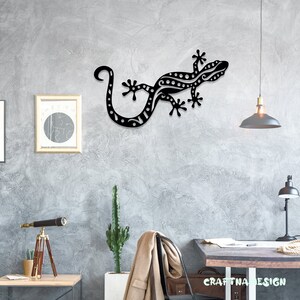 Gecko Metal Wall Art LED Light - Ledge Lizard Sign Home Decor - - Ideal ...
