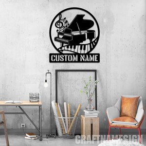 Custom Piano Metal Wall Art LED Light - Personalized Name Sign Home ...