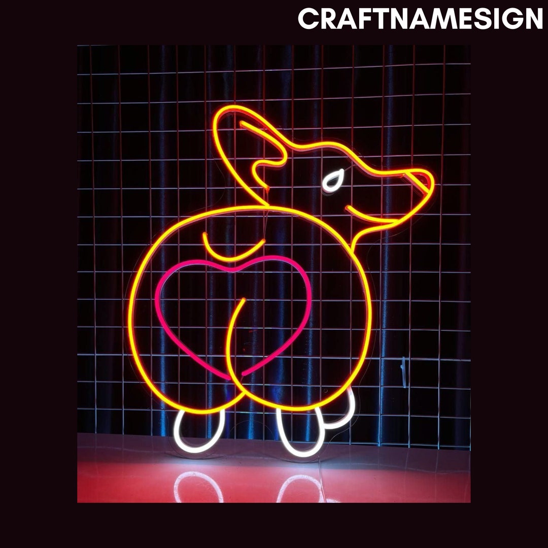 Corgi Butt Heart Neon Sign, Corgi Butt Led Sign, Custom Neon Sign, Pet ...
