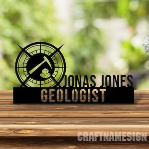 Custom Wooden Geologist Desk Name Plate, Geology Metal Nameplate for ...
