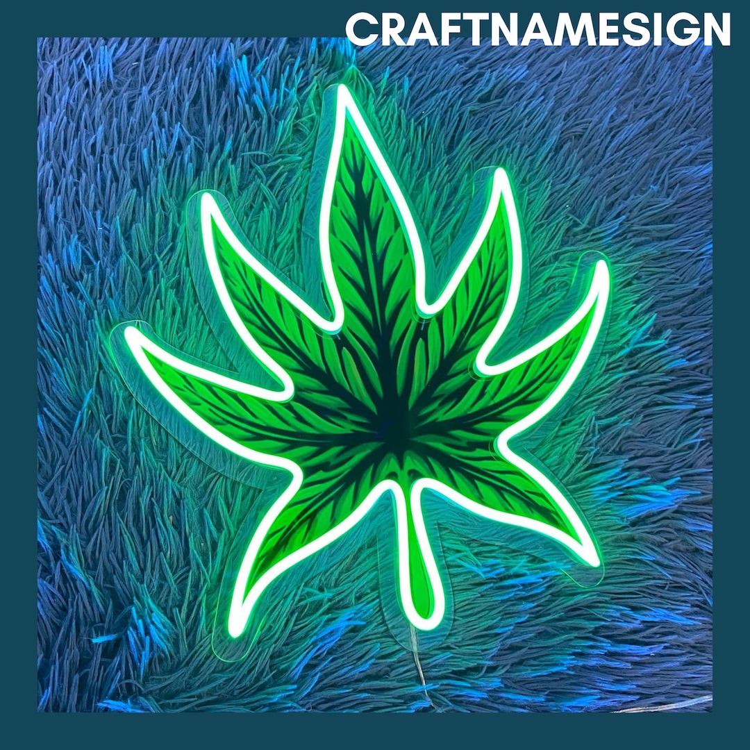 Marijuana Weed Neon Sign, Weed Leaf Acrylic Print Led Sign, Custom Neon ...