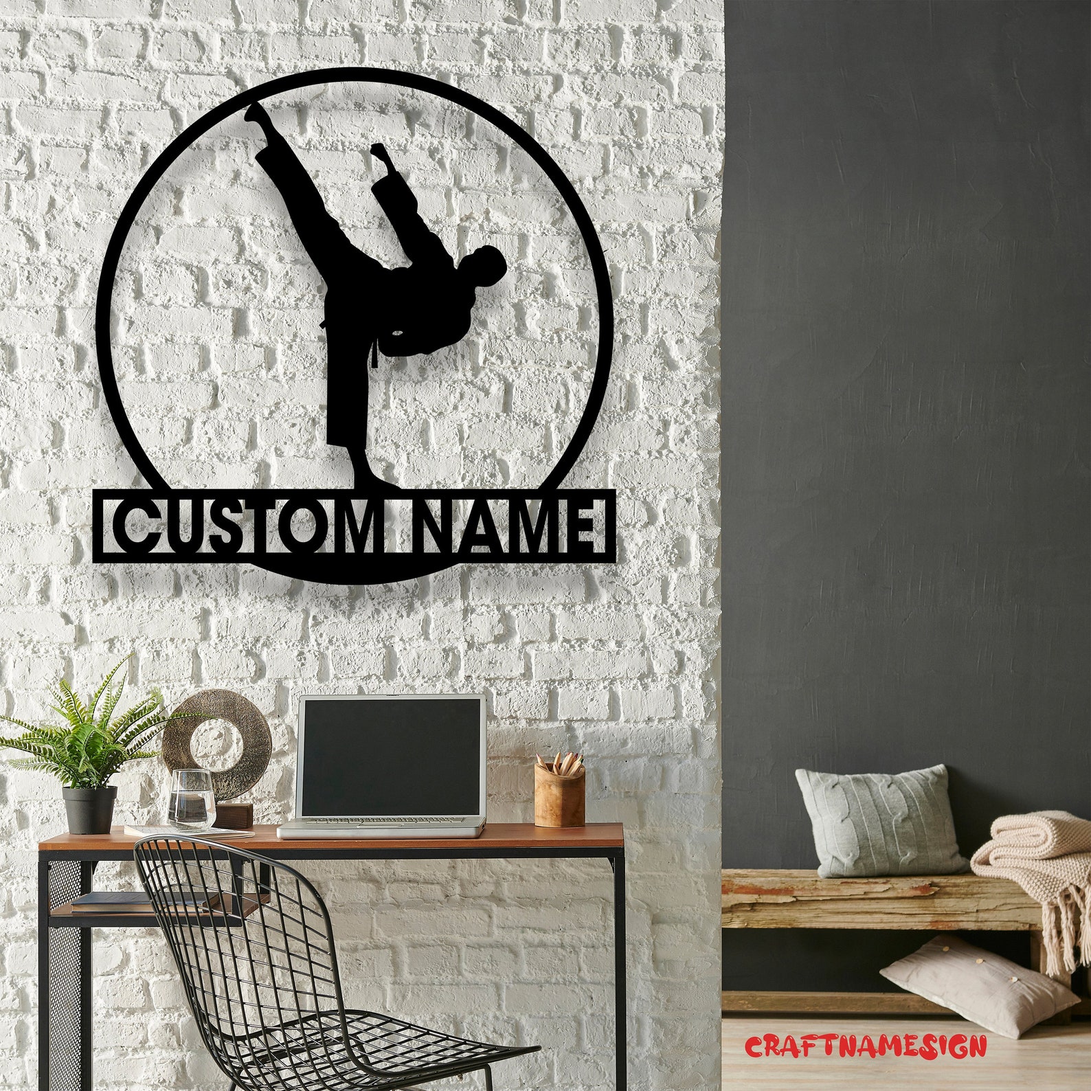 Custom Boy Karate Martial Arts Metal Wall Art With LED Light ...