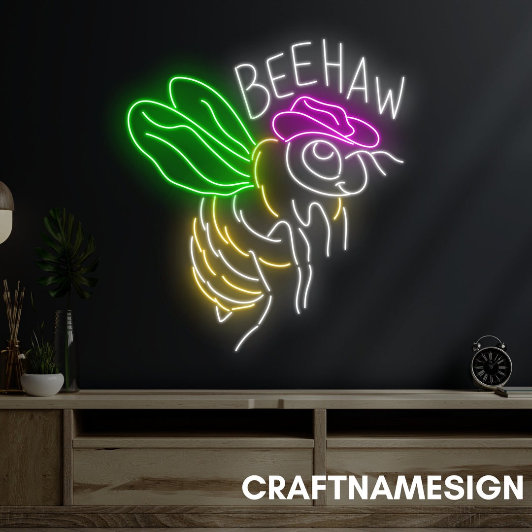 Beehaw Led Sign, Bee Farm Neon Sign, Custom Neon Sign, Honey Store Wall ...