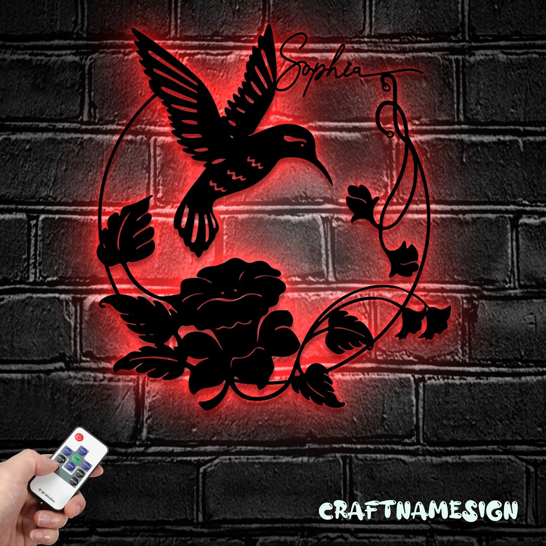 Custom Hummingbird Metal Wall Art LED Light - Personalized Hummingbird ...