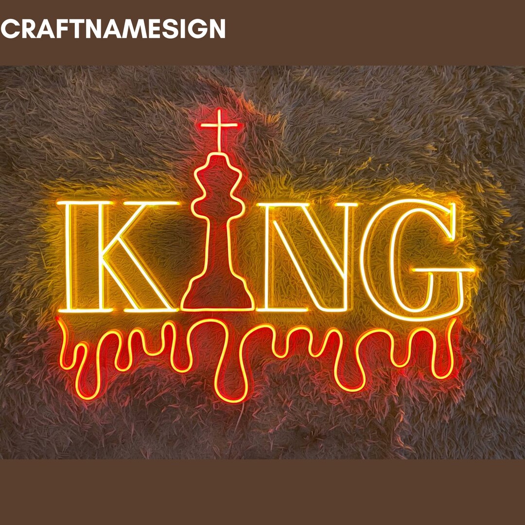 King Chess Neon Sign, Playing Chess Led Sign, Custom Neon Sign, Chess ...