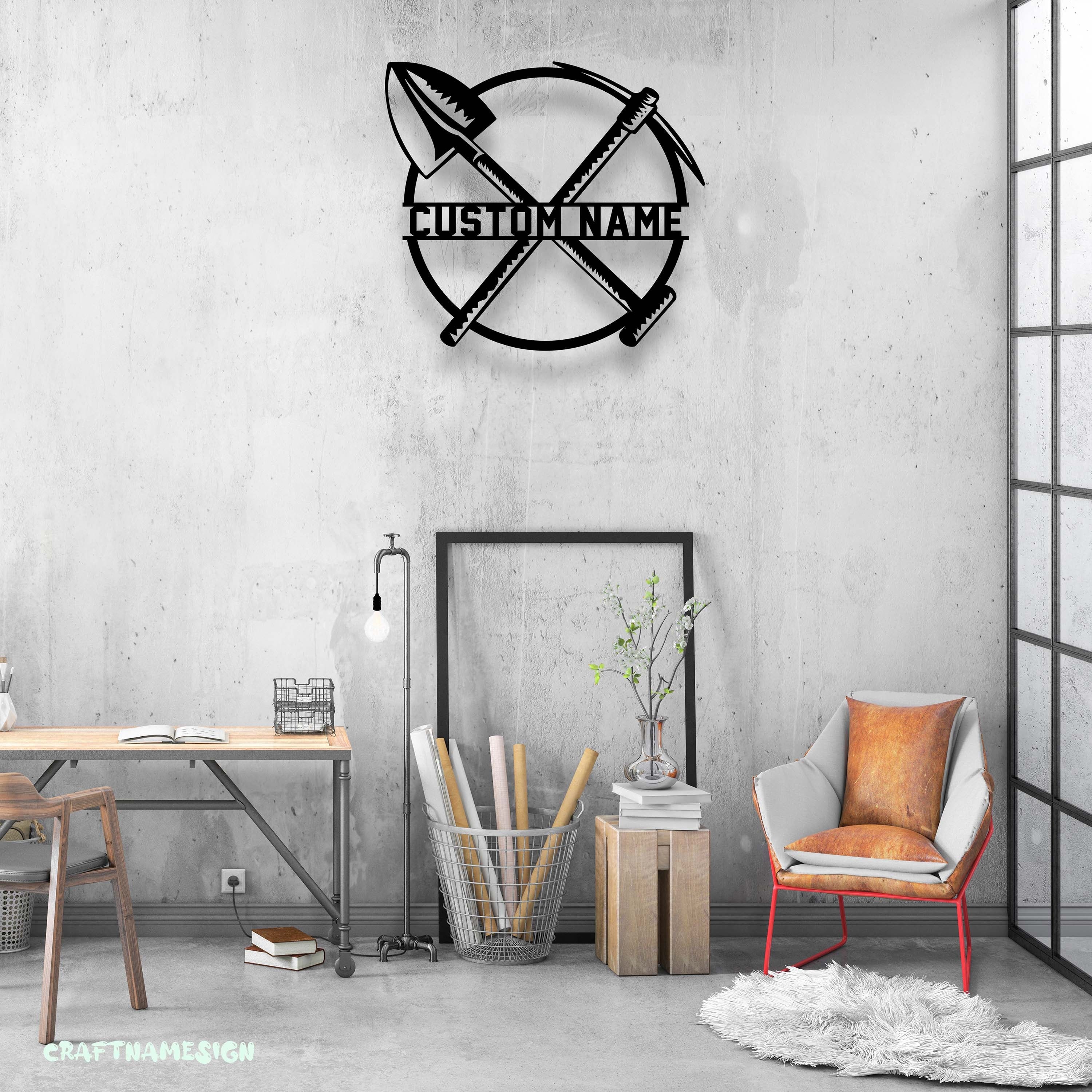 Custom Coal Mining Metal Wall Art Led Light Personalized Miner Name ...