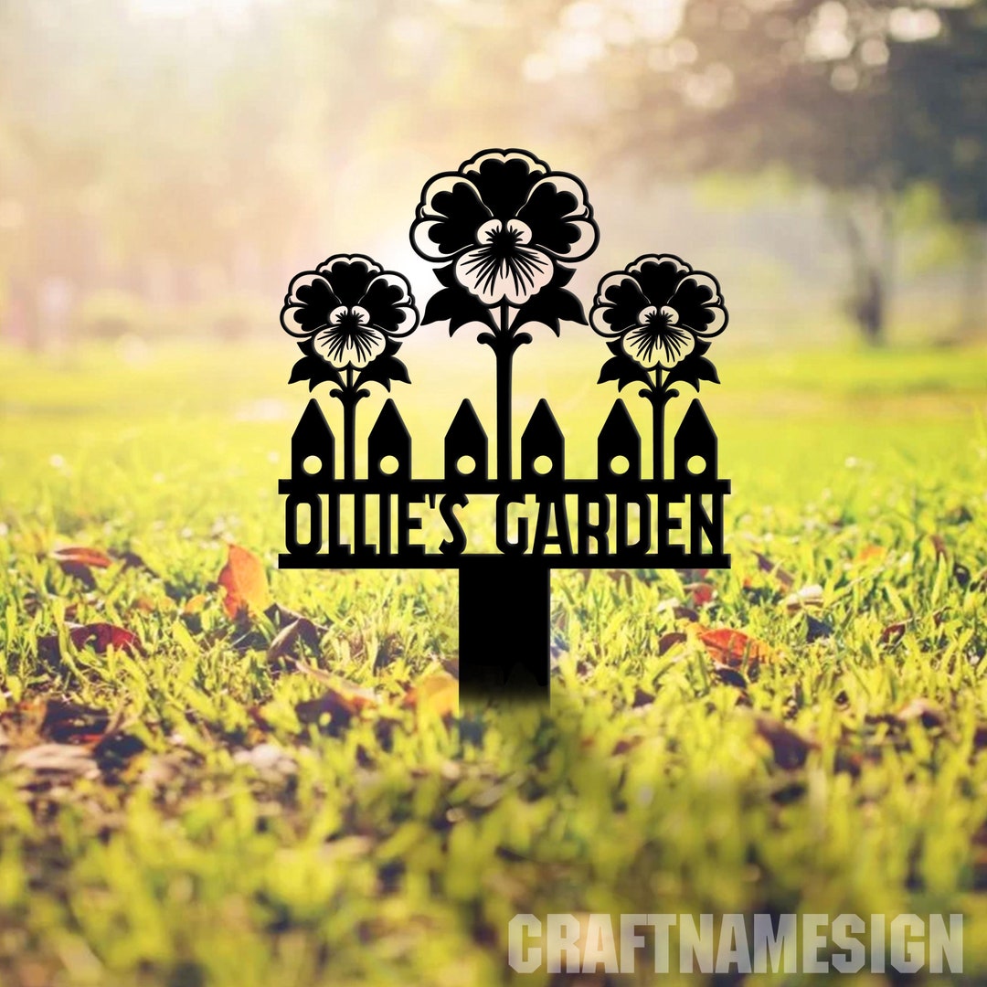 Custom Modern Grandma's Pansy Flowers Garden Stake, Pansy Flower Metal ...