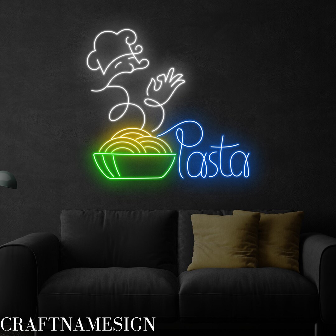 Pasta Spaghetti Neon Sign, Italian Pasta Led Sign, Custom Neon Sign ...