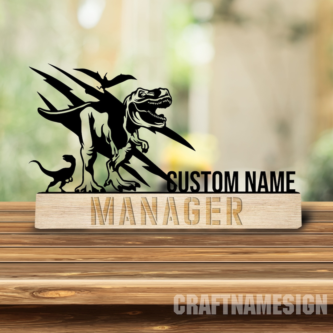 Custom Dinosaur Desk Name Plate, Dinosaur Metal Nameplate for Desk ...