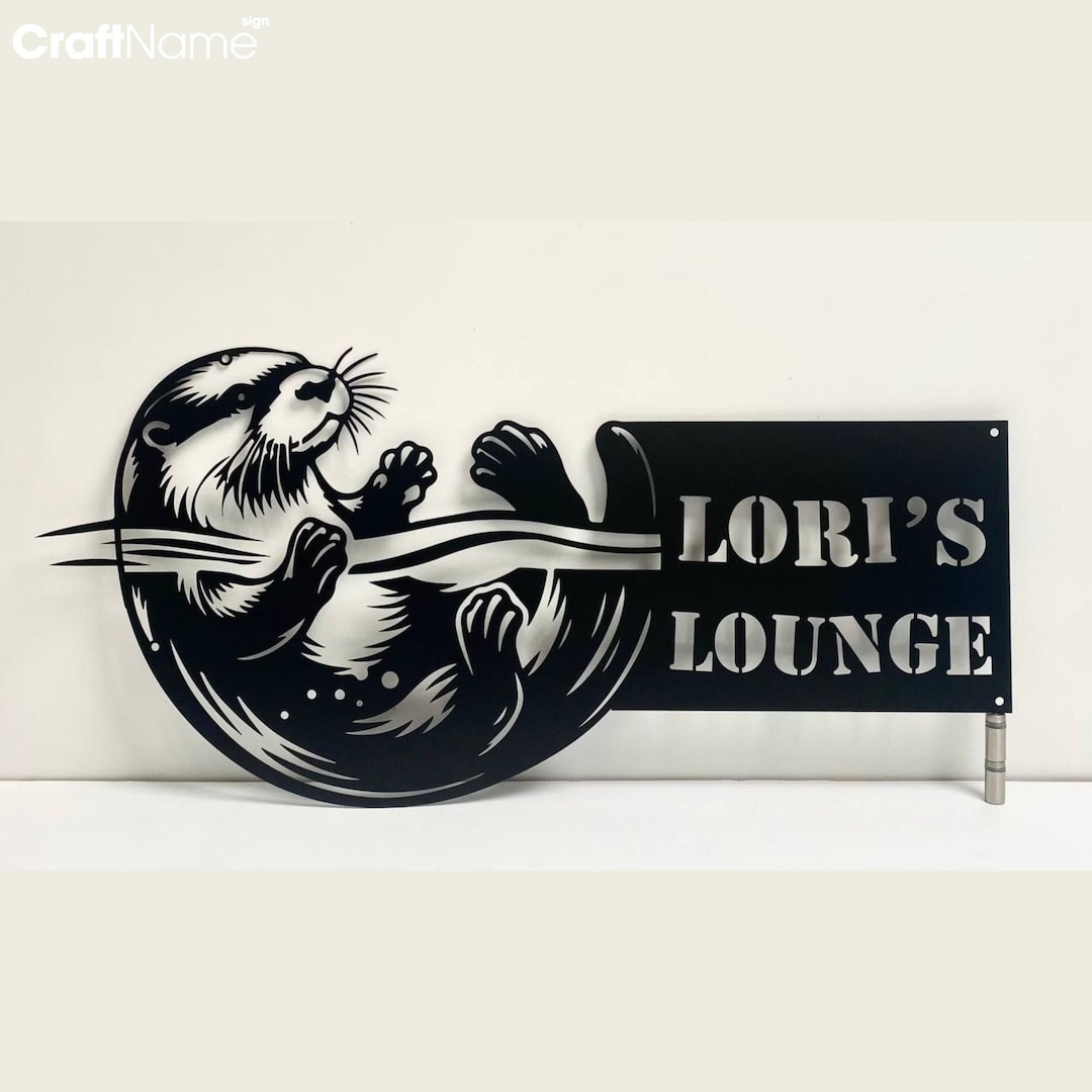 Custom Otter Number Metal Address Sign, Personalized Otter Lovers ...