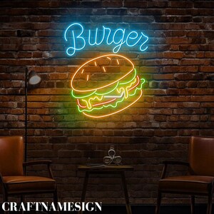 Burger Neon Light, Burger Led Light for Fast Food Restaurant Wall ...
