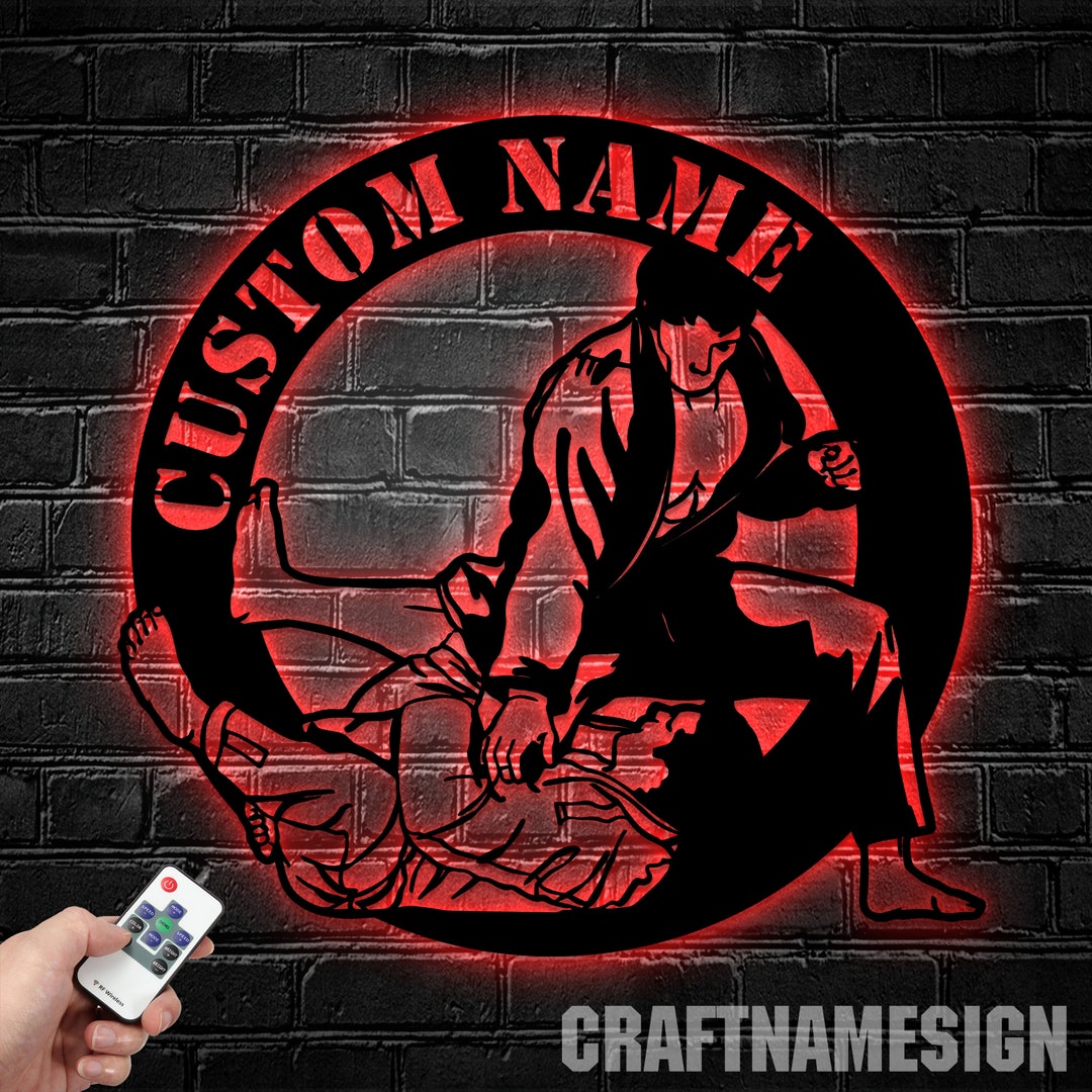 Personalized Brazilian Jiu Jitsu Metal Wall Art LED Light, Custom ...
