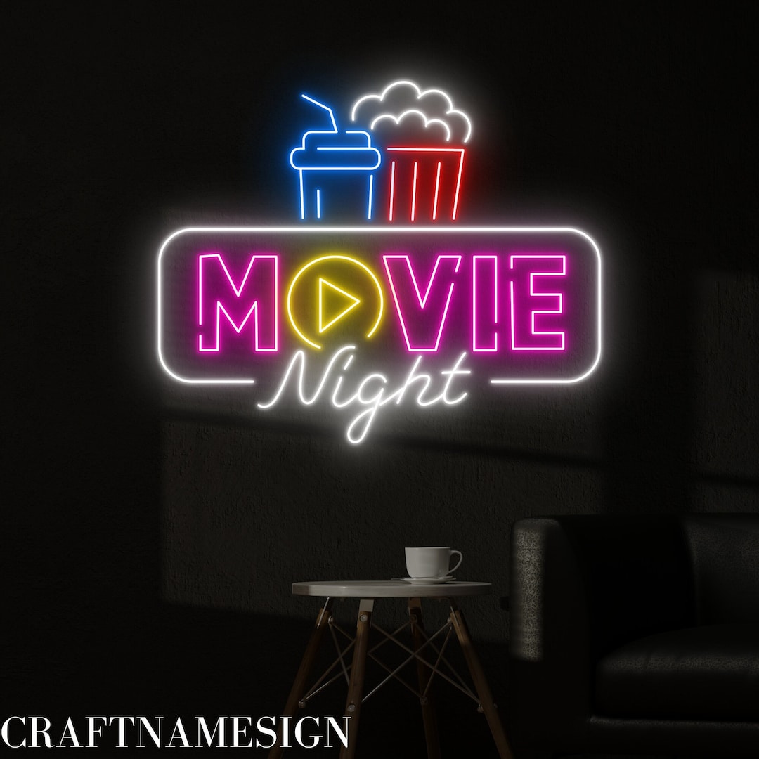 Movie Night Neon Sign, Cinema Led Sign, Custom Neon Sign, Movie Theater ...