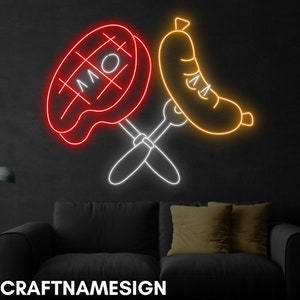 BBQ Beef Sausage Neon Sign, Beef Sausage Led Sign, Custom Neon Sign ...