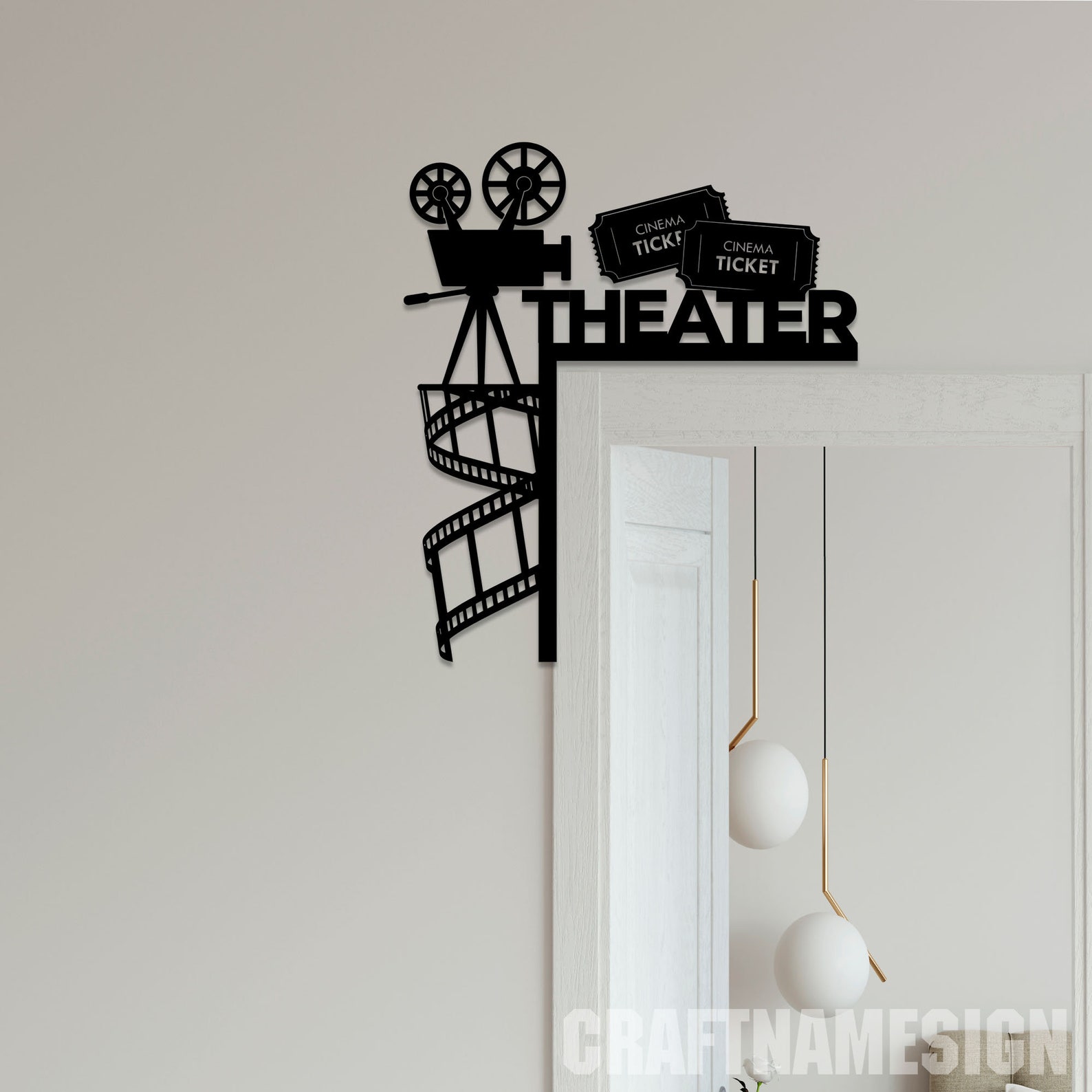 Movie Theater Door Corner Metal Wall Art, Movie Cinema Door Topper ...