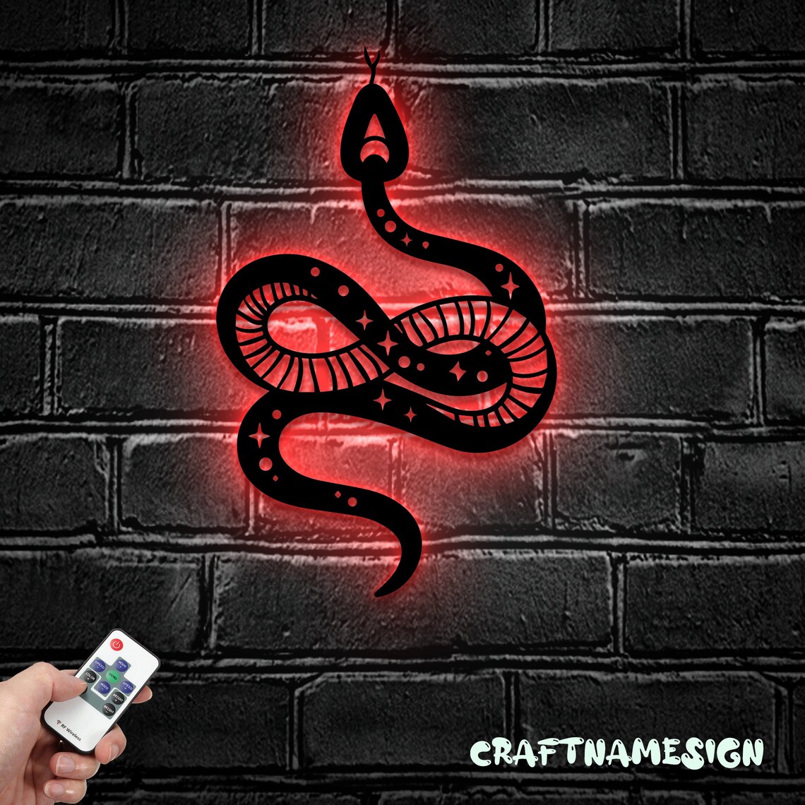 Snake Moon Phase Metal Wall Art With LED Light Celestial - Etsy