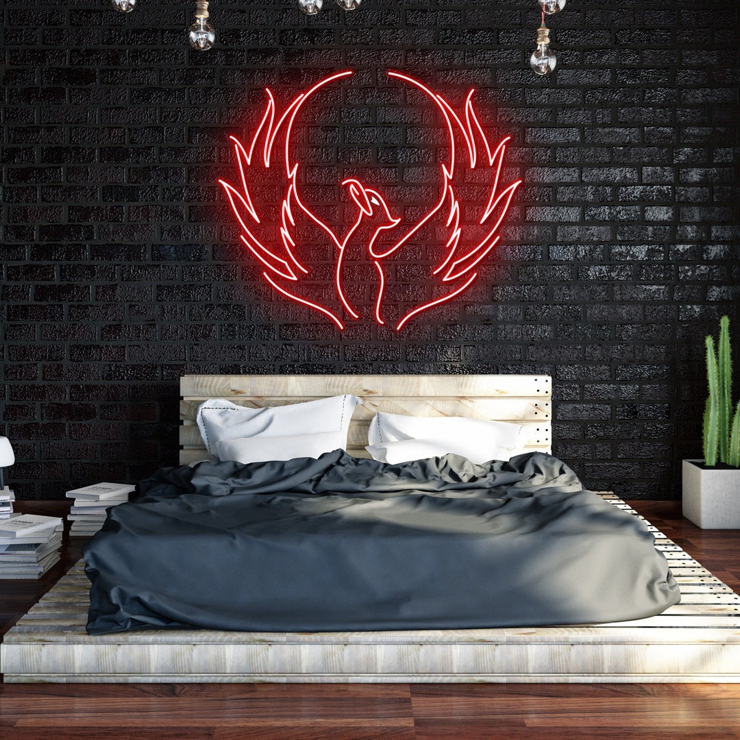 Fire Bird Eagle Neon Wall Art With LED Light - Phoenix Sign Home Decor ...
