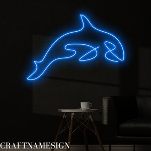 Orca Neon Sign, Whale Line Led Sign, Custom Neon Sign, Whale Lover Gift ...