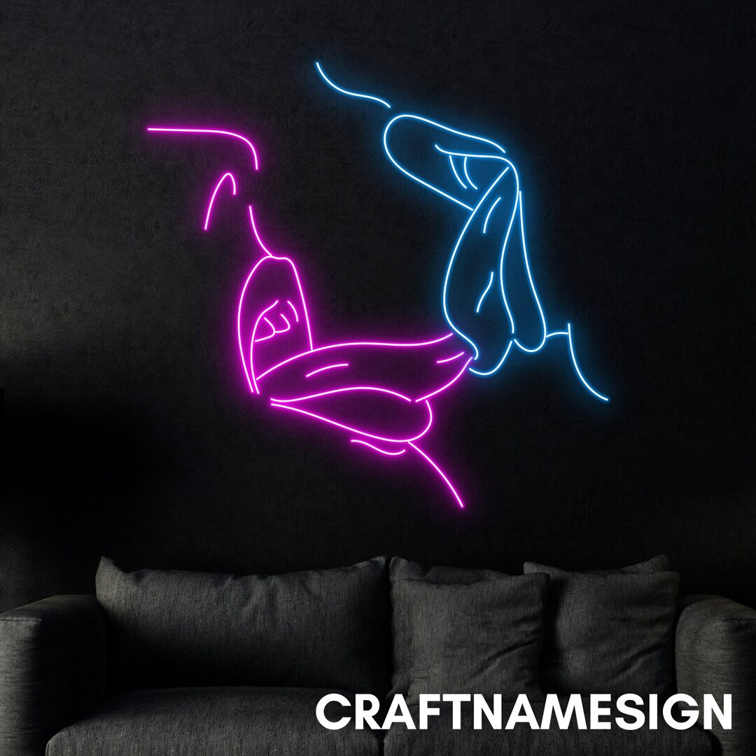 Couple Kissing Neon Sign, Couple Tonge Touch Led Sign, Custom Neon Sign ...