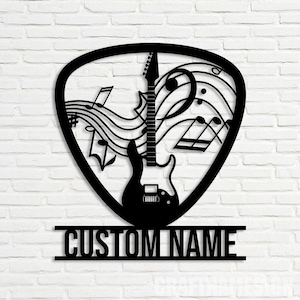 Personalized Guitar Pick Metal Wall Art With Led Lights, Custom Music ...