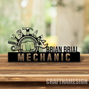 Custom Wooden Mechanic Desk Name Plate, Garage Mechanical Engineer ...