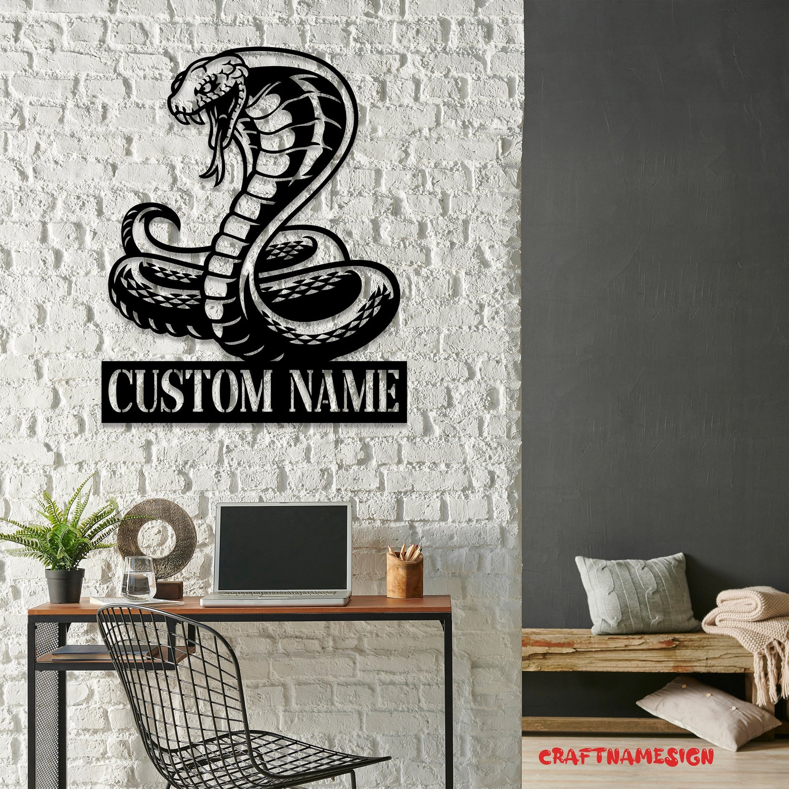 Custom King Cobra Snake Metal Wall Art LED Light - Personalized Cobra ...