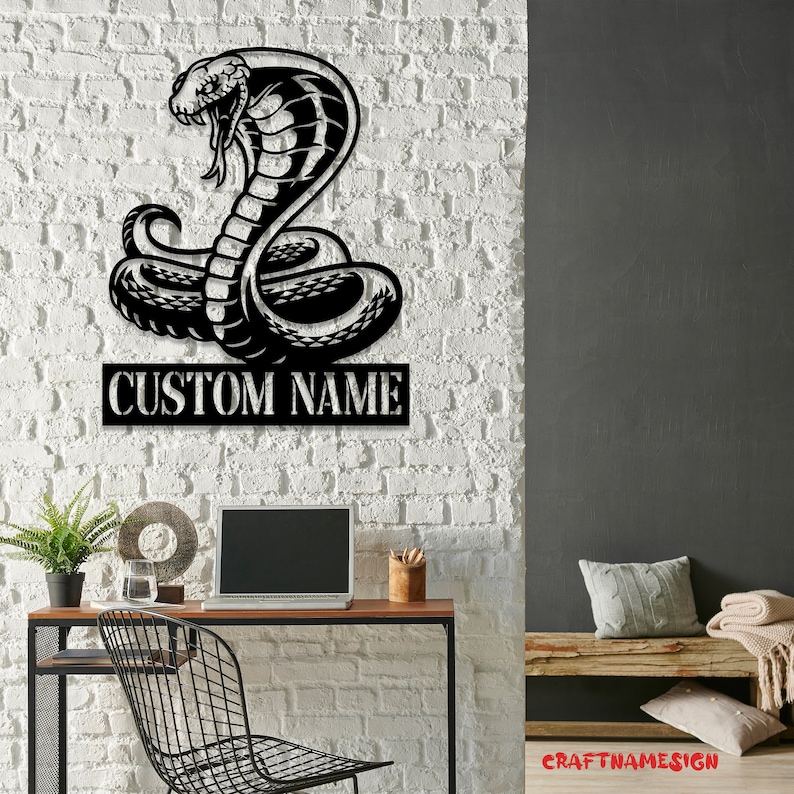 Custom King Cobra Snake Metal Wall Art LED Light - Personalized Cobra ...