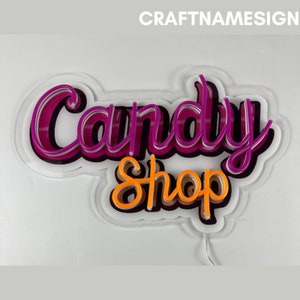 Candy Shop Neon Acrylic Print Sign, Lollipop Led Sign, Custom Neon Sign ...
