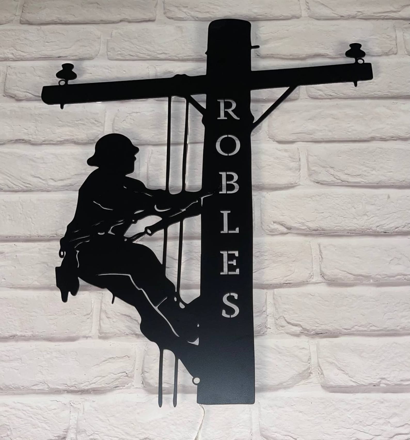 Personalized US Lineman Metal Wall Art With LED Light, Custom Lineman ...