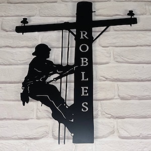 Personalized US Lineman Metal Wall Art With LED Light, Custom Lineman Name Sign Decoration for ...