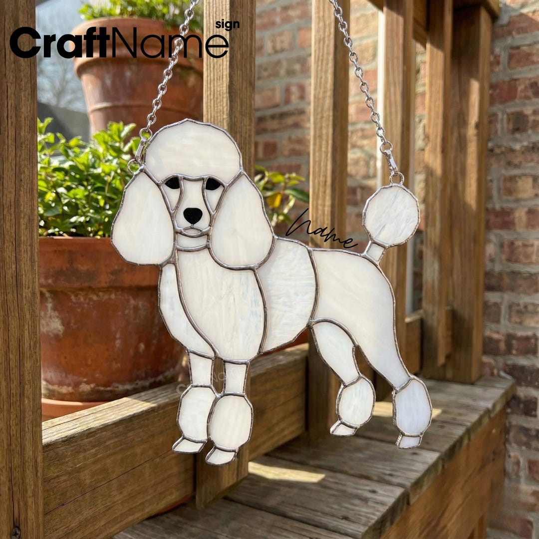 Poodle Stained Glass Art Suncatcher, Handcrafted Dog Portrait Window ...