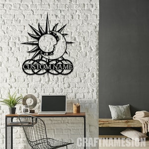 Personalized Vintage Metal SUN and MOON Sign, Custom Metal Sun Moon ...