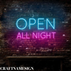 Open All Night Neon Sign, Open Bar Led Sign, Custom Neon Sign, Open Bar ...