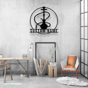 Custom Shisha Hookah Metal Wall Art LED Light |personalized Shisha Shop ...