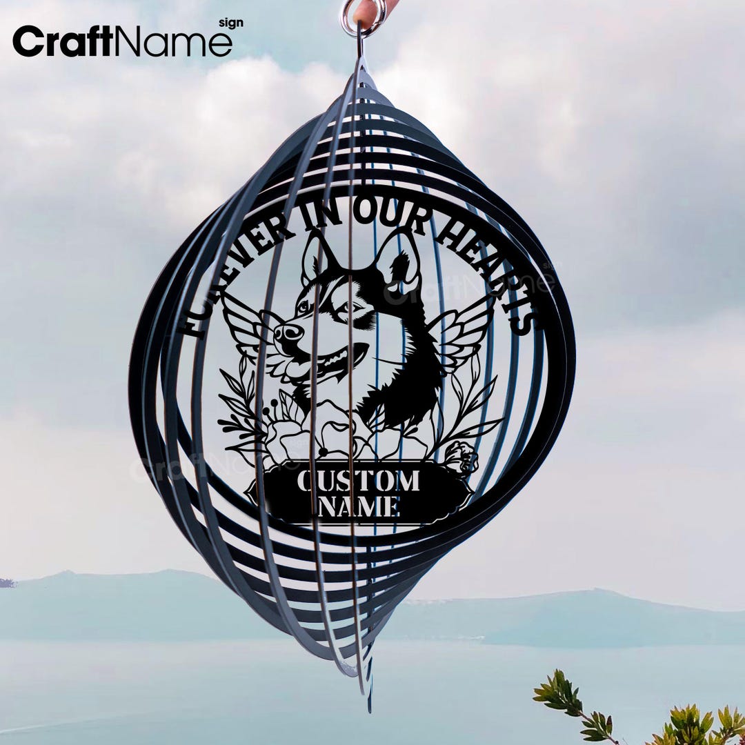 Custom Siberian Husky Hanging Wind Spinner Sign, Husky Dog Memorial ...