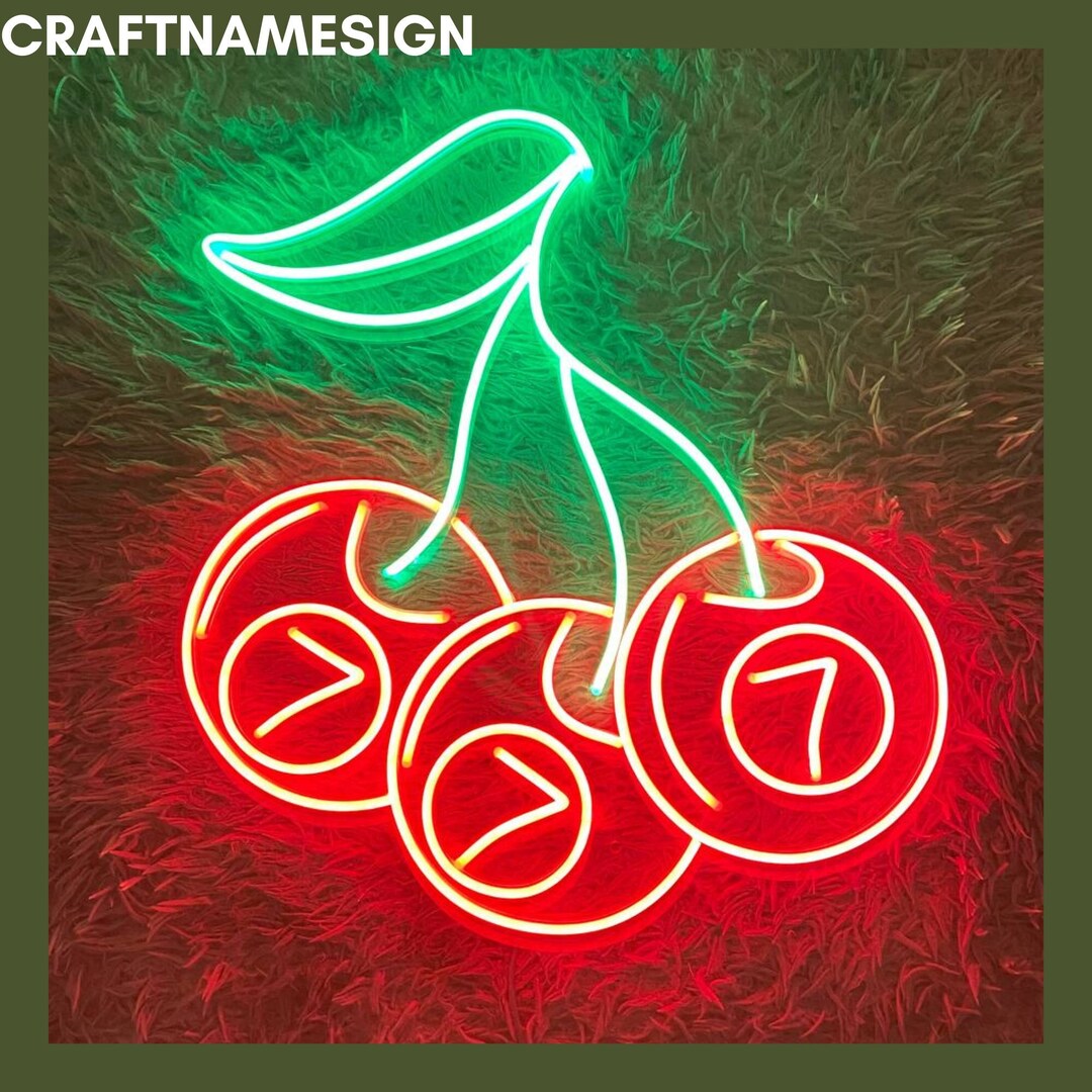 Lucky Cherry 777 Neon Sign, Number 777 Cherry Led Sign, Custom Neon ...