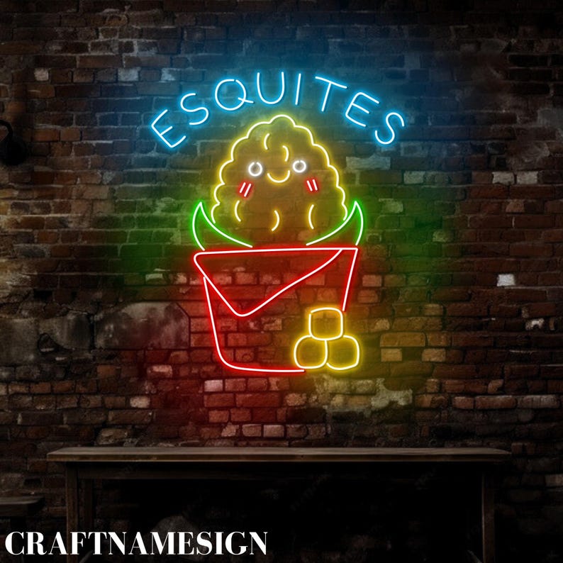 Esquites Corn Neon Sign, Esquites Mexican Corn Led Sign, Custom Neon ...