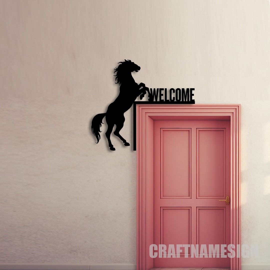 Horse Door Corner Metal Wall Art, Horse Door Topper, Horse Ranch Door ...