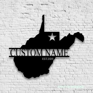 Custom West Virginia Map Metal Wall Art LED Lights Personalized West ...