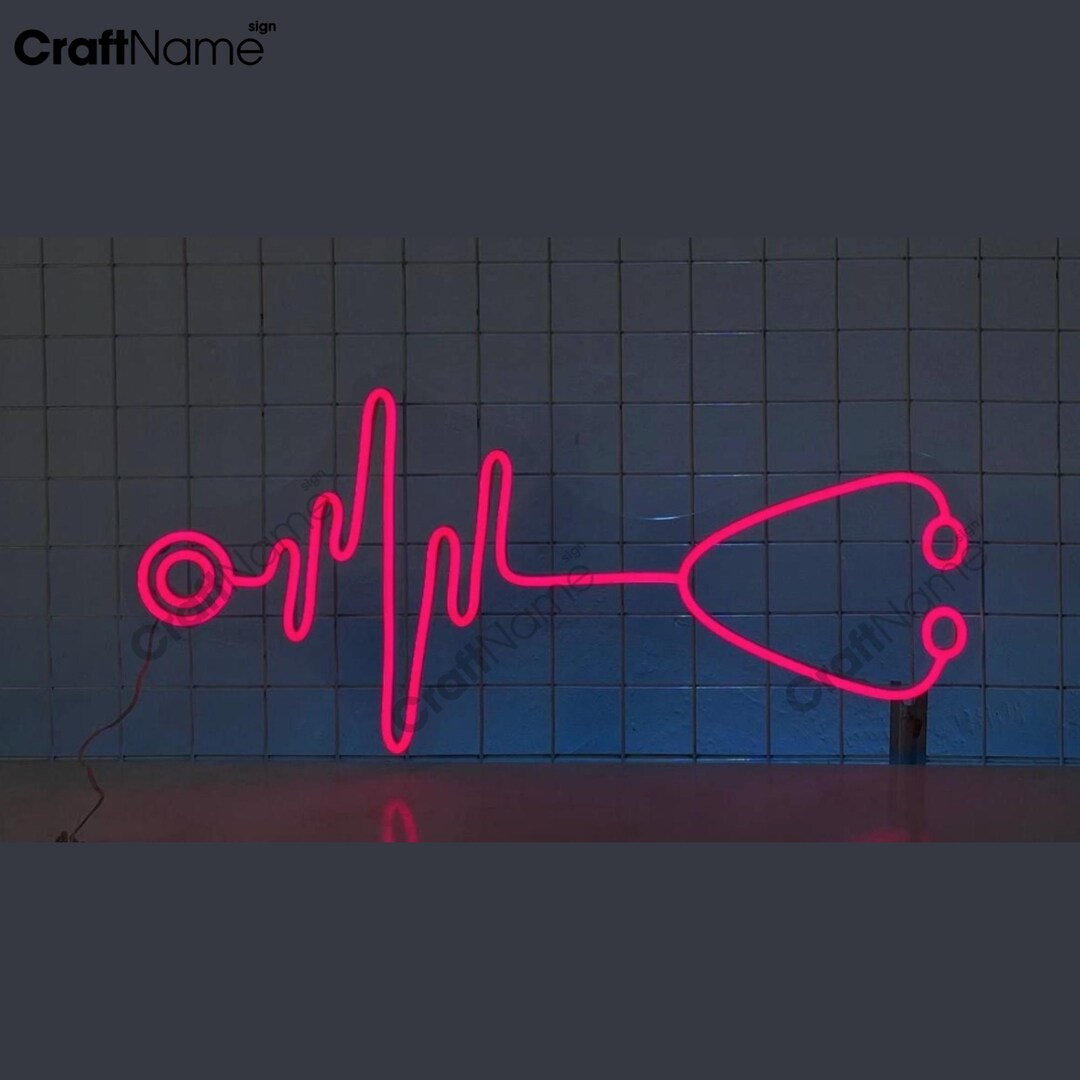 Doctor Stethoscope Neon Sign, Stethoscope Heartbeat Led Sign, Custom ...