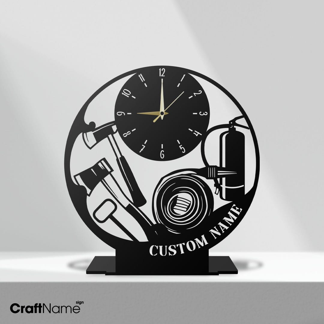 Custom Firefighter Metal Tabletop Clock, Personalized Firefighting ...