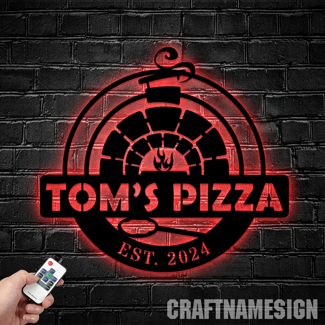 Custom Pizza Shop Open Metal Sign, Open Pizzeria Led Sign, Personalized ...
